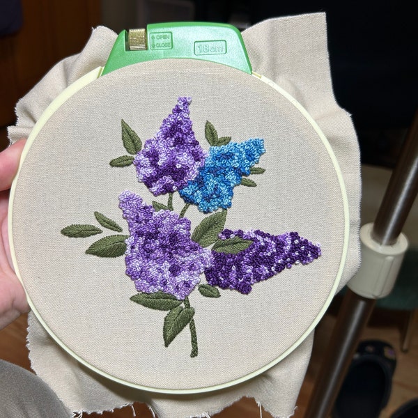 Lilac Floral Hand Embroidery Pattern: Beginner DIY (PDF + Video ...