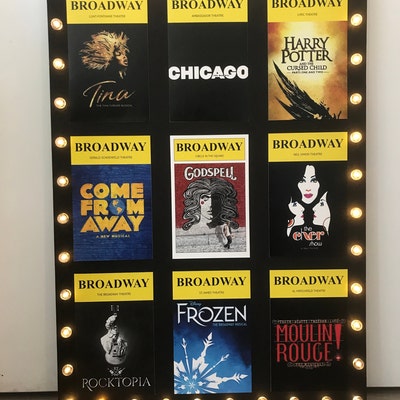 BROADWAY Playbill COLLAGE Wall Art With Marquee Lights 20 X 28 ...