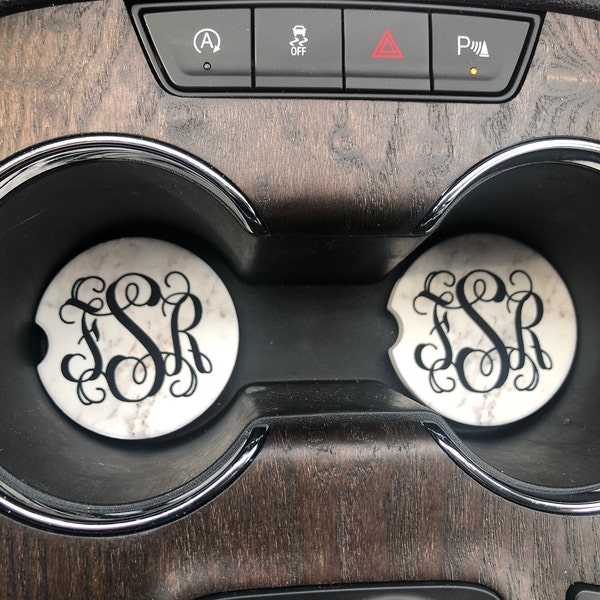 Car Coasters,set of 2, Marble Car Coasters, Monogram Car Coasters - Etsy