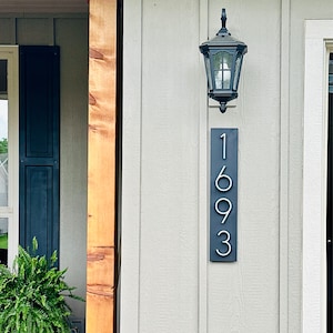 House Number Sign, Black Address Sign Modern Horizontal, Modern Address ...