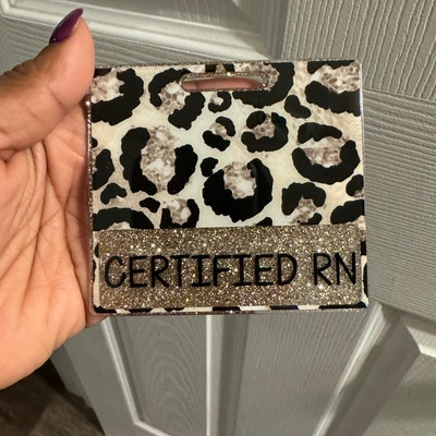 Champagne Silver Cheetah Print Badge Buddy Leopard Badge Buddy Gold ...