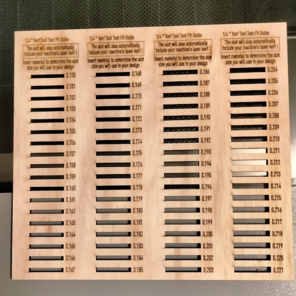 Kerf Tool Test Fit Guides for Laser Designs in 1/8" (3mm) or 1/4" (6mm ...