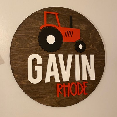 Custom Name Tractor Sign Baby Name Sign Nursery Room Decor Wood Sign ...