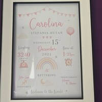 New Baby Personalised Print Birth Details Gift Keepsake Print New Baby ...