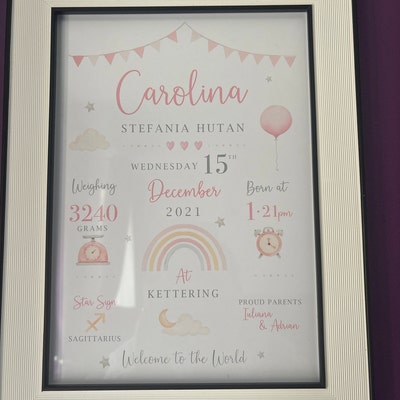 New Baby Personalised Print Birth Details Gift Keepsake - Etsy UK