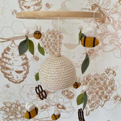 Felt Bumble Bee Mobile Beehive & Bee Nursery Decor Handmade Mobile ...