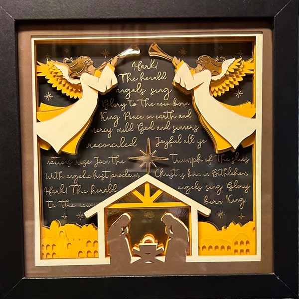 3D HARK the HERALD ANGELS Sing Svg - 3D Christmas Svg - Shadow Box Svg ...
