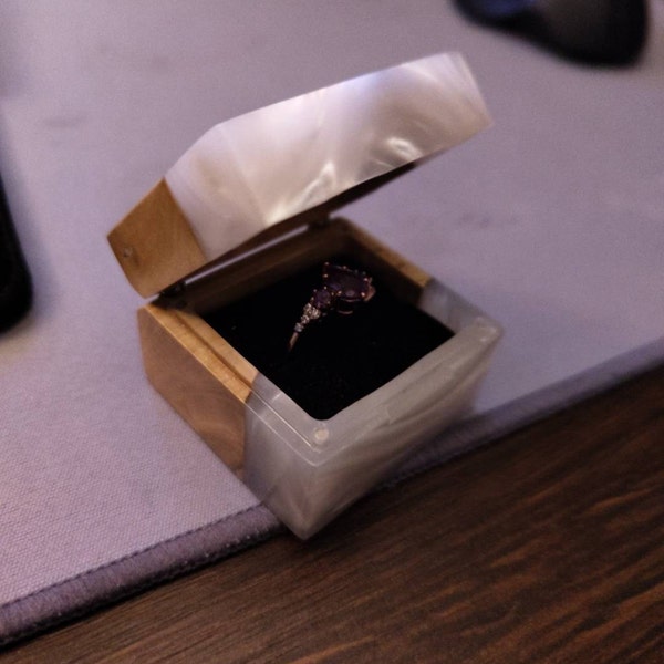 Engagement Custom Ring Box, Resin & Wood Engagement Ring Box, Ring ...
