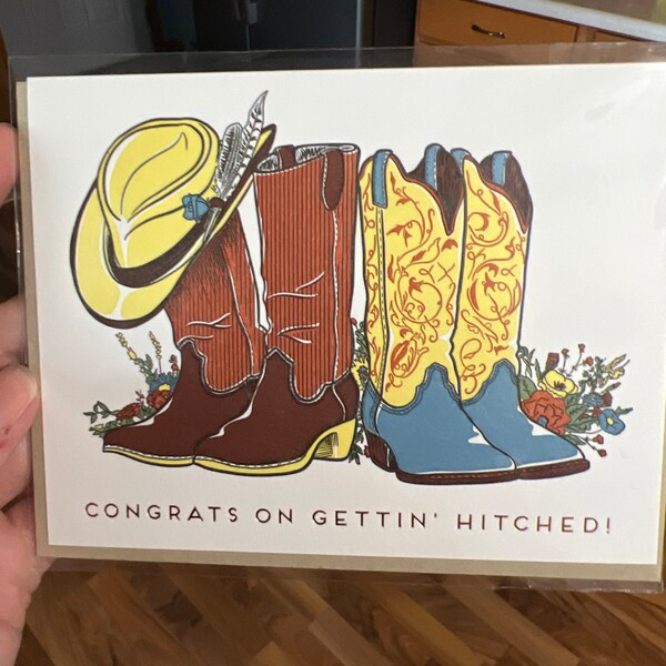 Congrats Cowboy Boots Wedding Letterpress Greeting Card - Etsy
