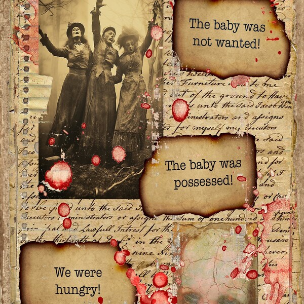 Witch Photos, Halloween Journal Page, Scrapbooking, Digital Retro ...