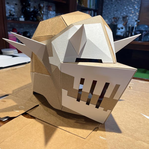 Cardboard Knight Helmet Template: DIY Articulated Close Helmet (PDF ...