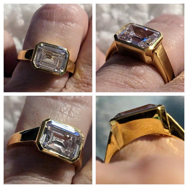 14k Solid Gold Sapphire Ring, Sapphire & Moissanite Ring, Toi Et Moi ...