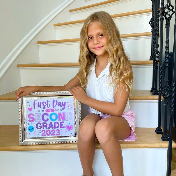 First Day of 2nd Grade Sign Girl First Day of Second Grade Printable ...