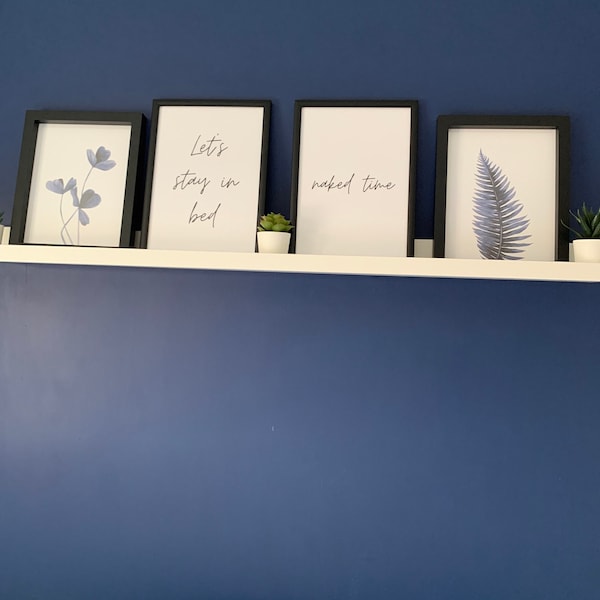 Navy Blue Clover, Eucalyptus and Fern Poster/prints, Set of 3 Prints ...