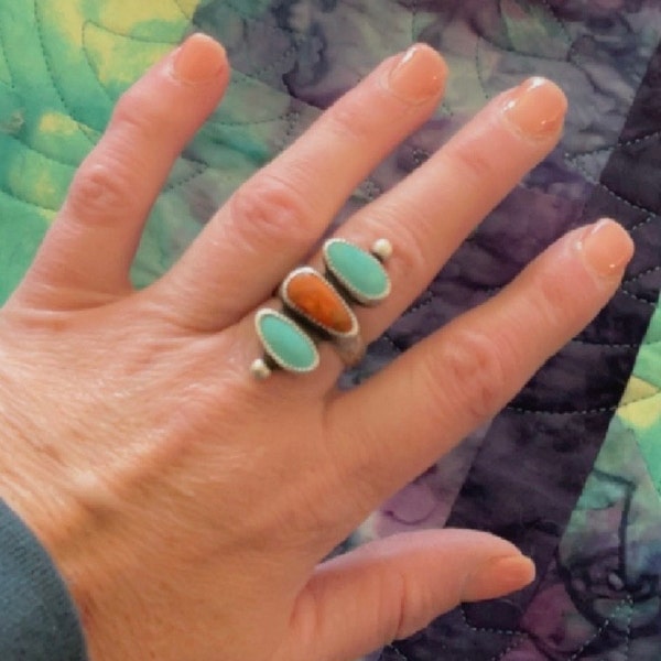 Morenci Turquoise Flower Statement Ring, Handmade Sterling Silver Bohemian Jewelry, Unique Gifts ...