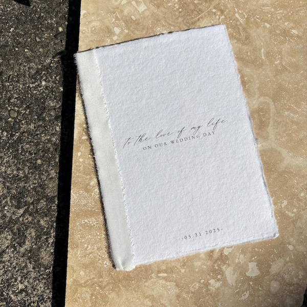 Custom Handmade Paper Wedding Day Cards/vow Cards With Silk Ribbon and ...
