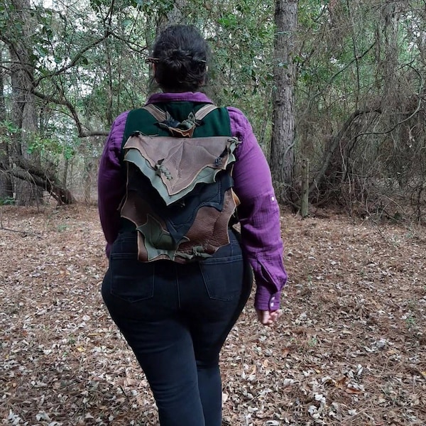 Leather Backpack Purse, Handmade Leather Bag, Leather Leaf Backpack ...