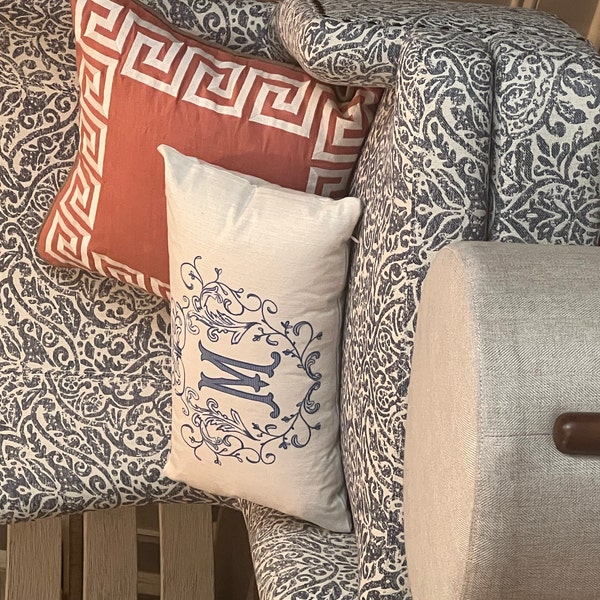 FRENCH COUNTRY MONOGRAM Pillow Cover, French Cottage Personalized ...