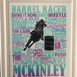 Personalized Barrel Racing Poster Barrel Racer Typography - Etsy