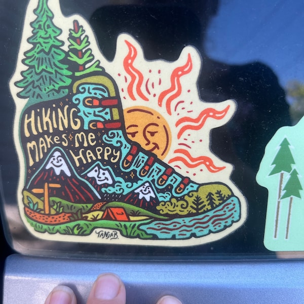 HIKING MAKES Me HAPPY // Weatherproof Outdoor Sticker // Vinyl 4 ...