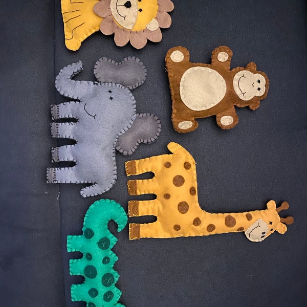 Felt Jungle Animal Sewing Pattern: Giraffe, Elephant, Lion, Monkey ...