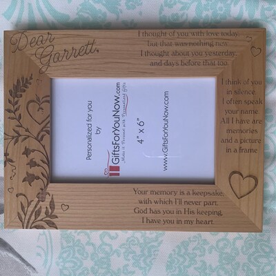 Engraved Memory is A Keepsake Memorial Wood Picture Frame, Memorial ...