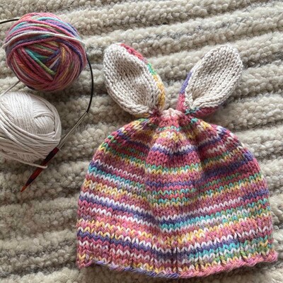 Knitted Bunny Hat PATTERN - Etsy