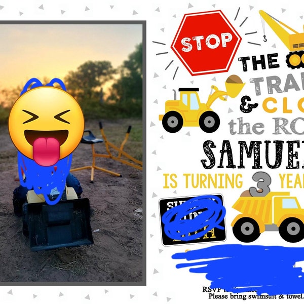 Editable Construction Invitation, Construction Birthday Invitation ...