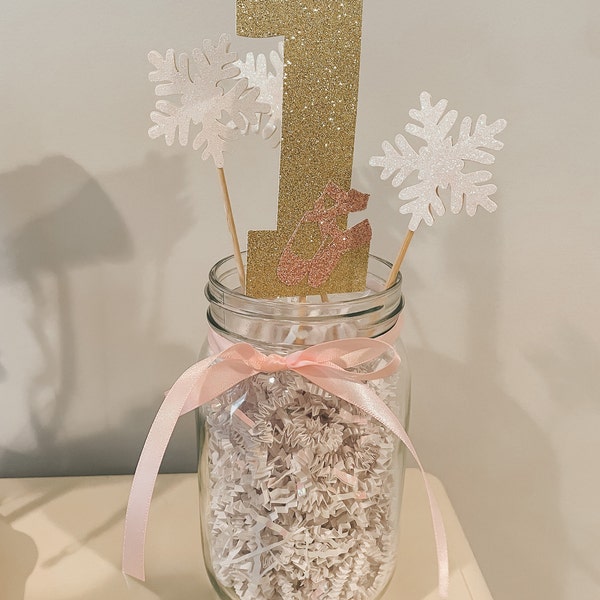 Glitter Snowflake Centerpiece Picks, 2" Snowfake Sets of 6, 12, 24 ...