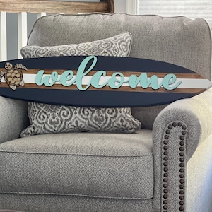 Surfboard Welcome Hibiscus Sign - Etsy