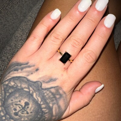 Stunning Rectangle Black Onyx Necklace Simple Crystal - Etsy