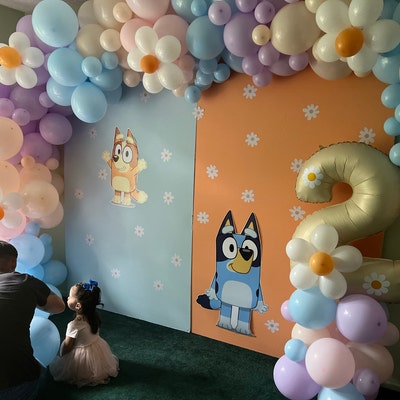 Bluey Number Balloon Tower Giant 32 Inch Light Blue Balloon Structure ...