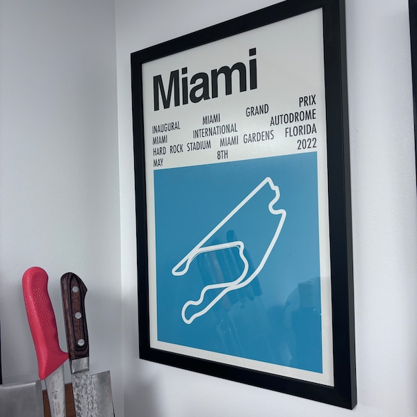 2022 Miami Grand Prix Print | Formula 1 Art | F1 Track Circuit Outline ...