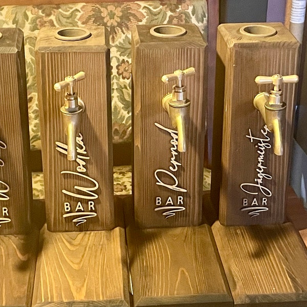 4 Units Personalized Embossed Named Wooden Whiskey Dispensers for Bar ...