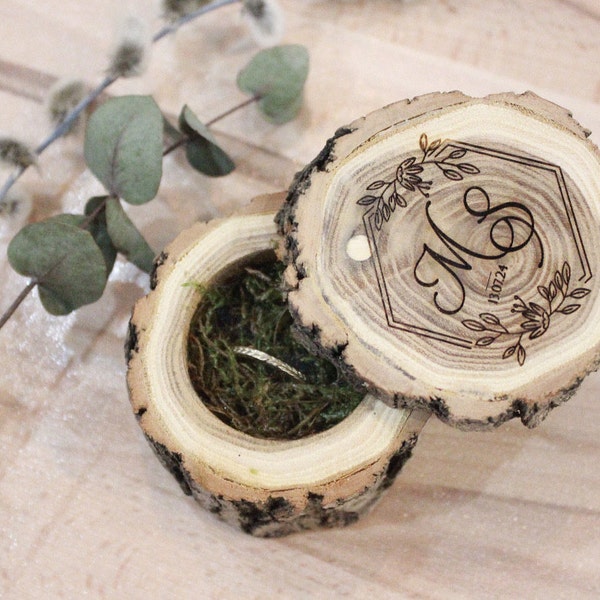 Personalized Acacia Wood Ring Box: Rustic Wedding Engagement Ring ...