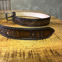 Personalized the Waves Tooled Leather Belt Western Belt, Mens Western ...