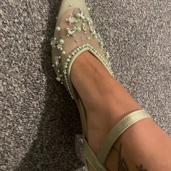 Mint Green Lace Party Heels, Custom Bridal High Heels, Vintage Handmade ...