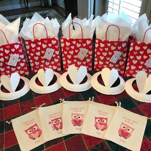 Set of 10 Kid's Valentine's Day Party Favor Bags / Owl Assortment ...