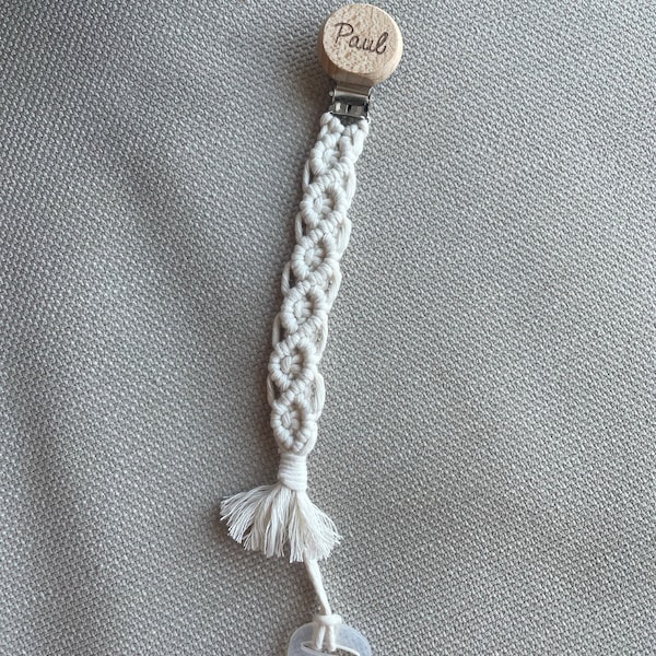 Macramé Pacifier Attachment With Wooden Clip //pacifier Attachment// - Etsy