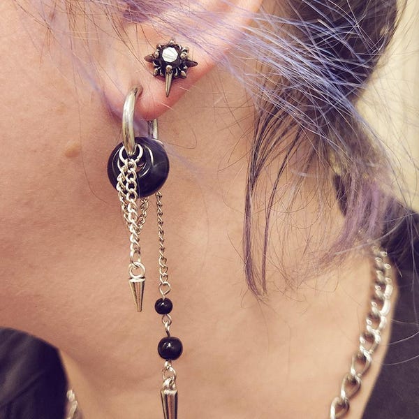 Star Hoops | Grunge Earrings Jewelry Hypoallergenic Y2k Alt Goth Edgy ...