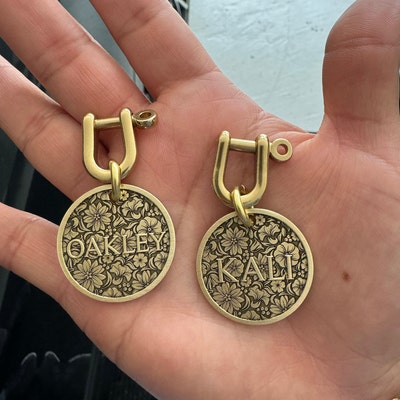 Brass Dog Tag, Personalized Brass Pet ID Tag, Custom Cat Tag, Unique ...