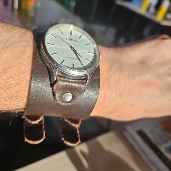 JD Cuff - Handmade Wide Leather Watch Cuff | Double Buckled, Custom Lug ...