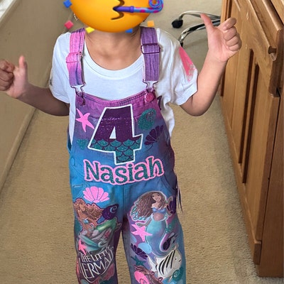 Mermaid Birthday Denim Overalls Birthday Outfit Oneder the Sea Overall ...