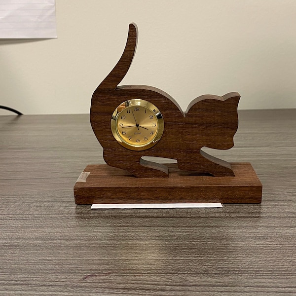 Cat Desk Clock, Cat Lover Gift, Birthday Gift, Housewarming, Playful ...