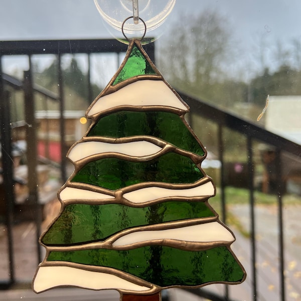 PATTERN • Snowy Christmas Tree X2 Stained Glass Pattern • PDF • Digital ...