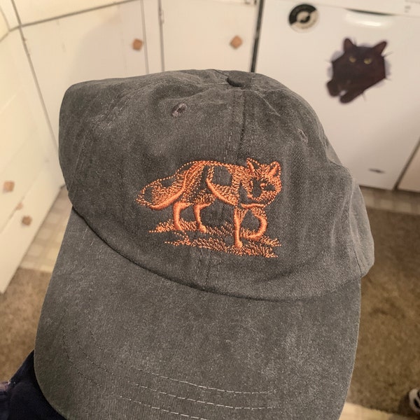 Fox Sketch Embroidered Hat, Baseball Cap, Red Fox Cap, Fox Hat, Dad Hat ...