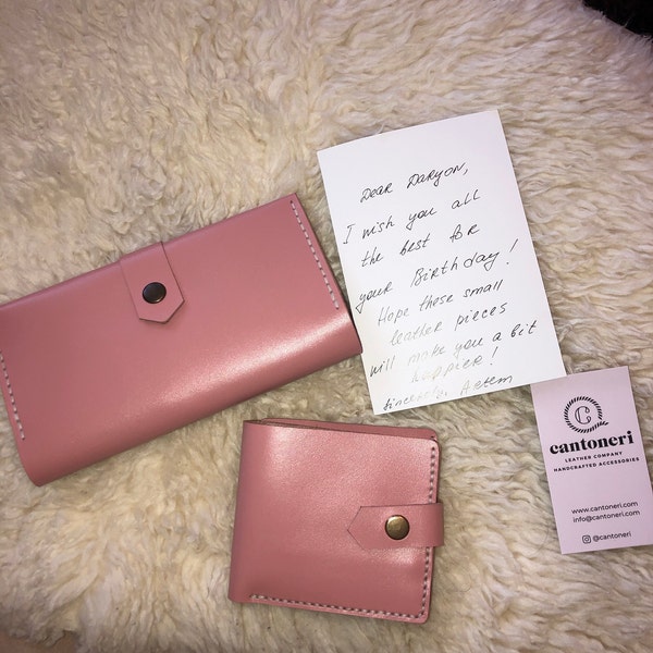 Pink Wallet, Minimalist Wallet, Leather Wallet Women's,full Grain ...