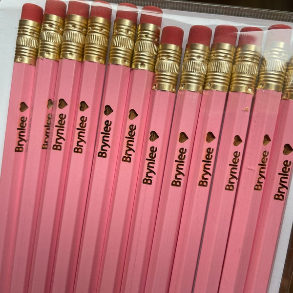 Pastel Pink Custom Pencils, Personalized Pencils, Engraved Pencils ...