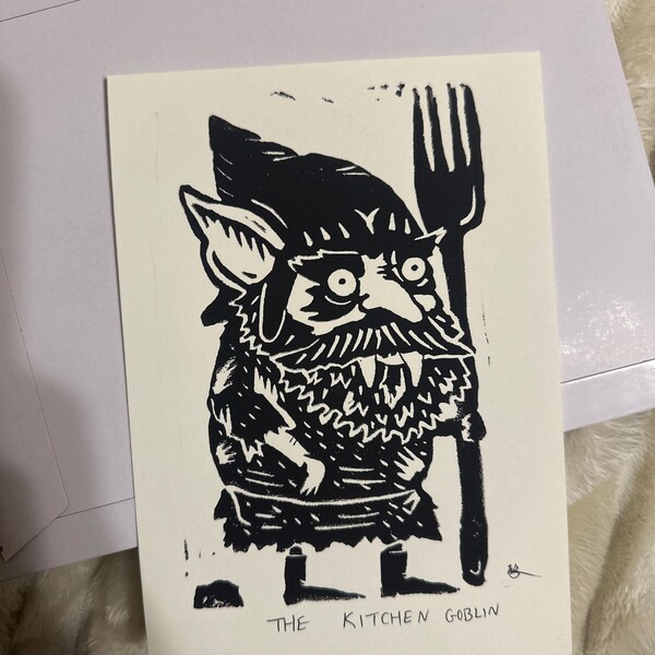 The Kitchen Goblin, Goblin Print, Kitchen Print, Weird Wall Art, Occult ...