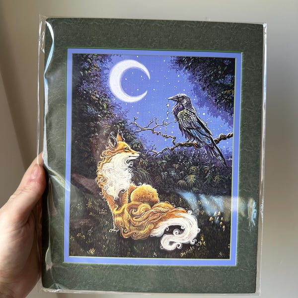 Winter Moon, 16x20 Frame Size, 11x14 Double Matted, Backed, Clear Plastic Sleeve, Frame Ready ...
